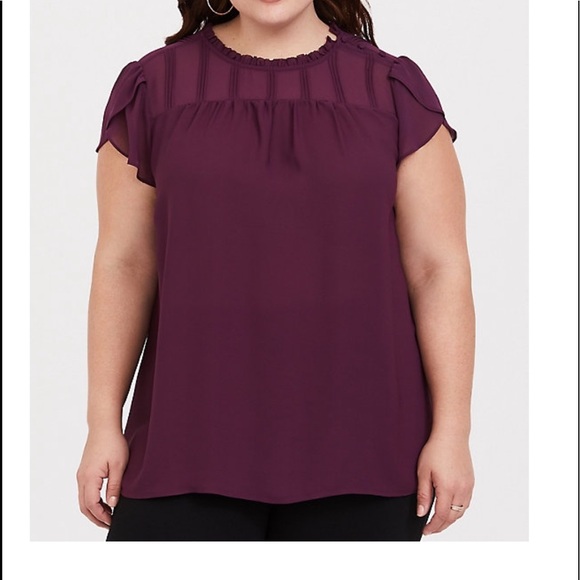 torrid | Tops | Torrid Purple Chiffon Pin Tuck Blouse | Poshmark